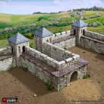 Norman Fort Walls Corner Tower - Printable Scenery
