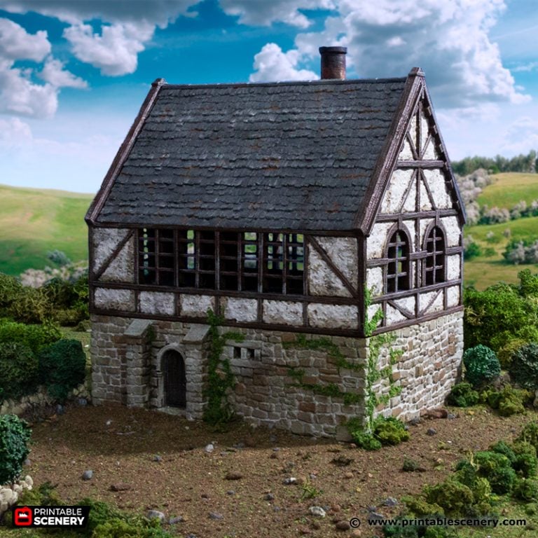 Wattle and Daub Stone Manor Printable Scenery