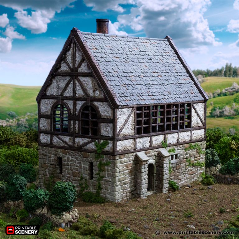 Wattle and Daub Stone Manor Printable Scenery