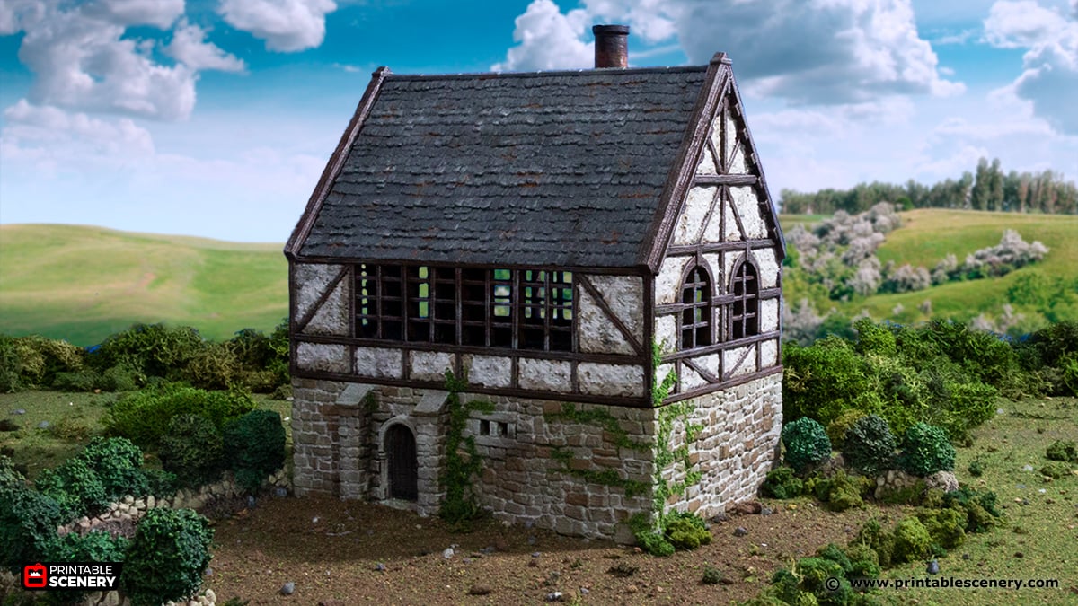 Wattle and Daub Stone Manor Printable Scenery