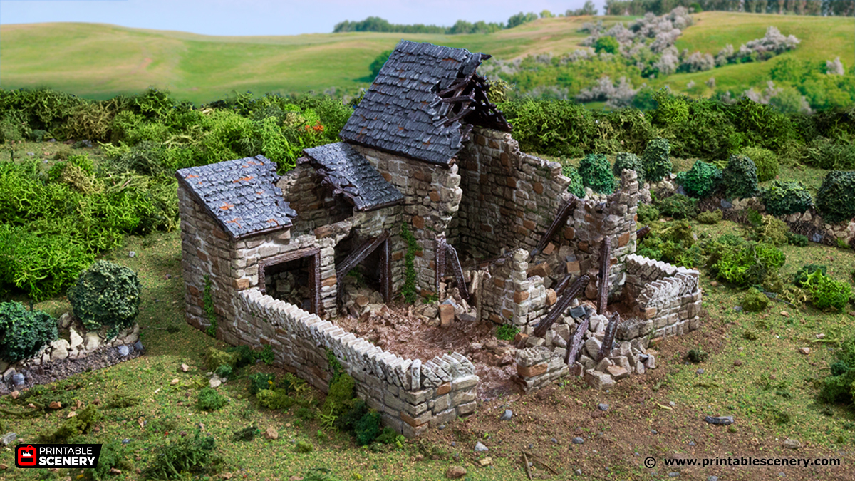 Ruined Farm Pig Pen - Printable Scenery