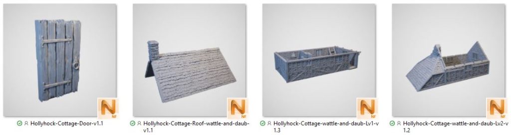 Wattle and Daub Hollyhock Cottage - Printable Scenery