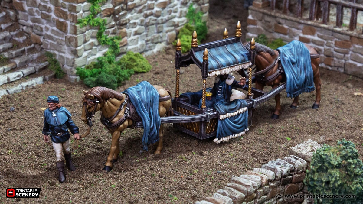 Two Horse Litter - Printable Scenery