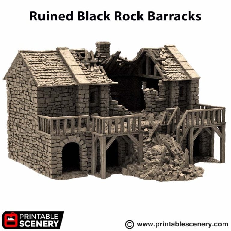 Ruined Black Rock Barracks Printable Scenery