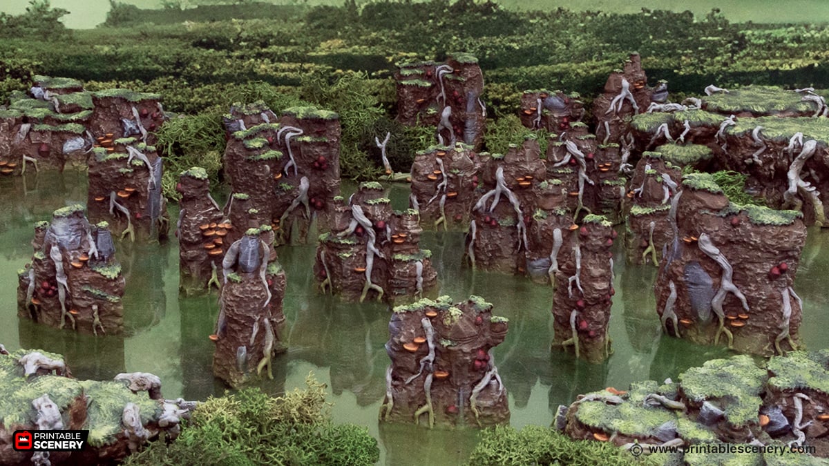 Swamp Grotto Walls - Printable Scenery