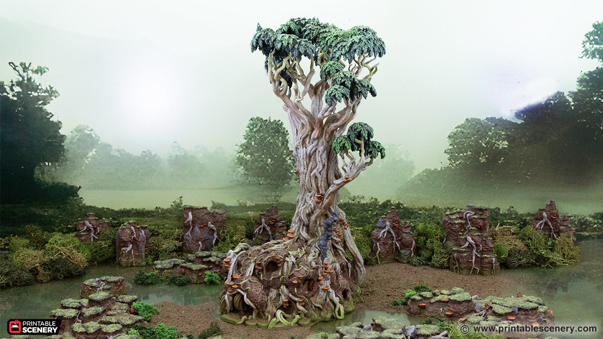 Giant Swamp Tree and Hovel - Printable Scenery