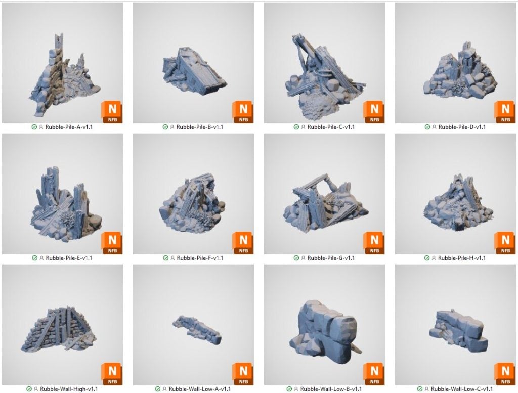 Rubble Piles and Scatter - Printable Scenery