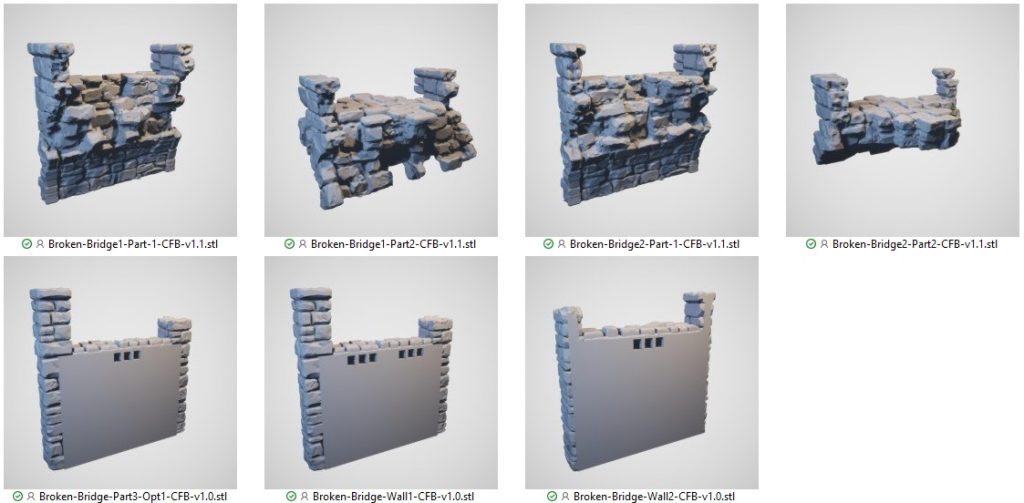 Ruined Ramshackle OpenLOCK Bridge - Printable Scenery