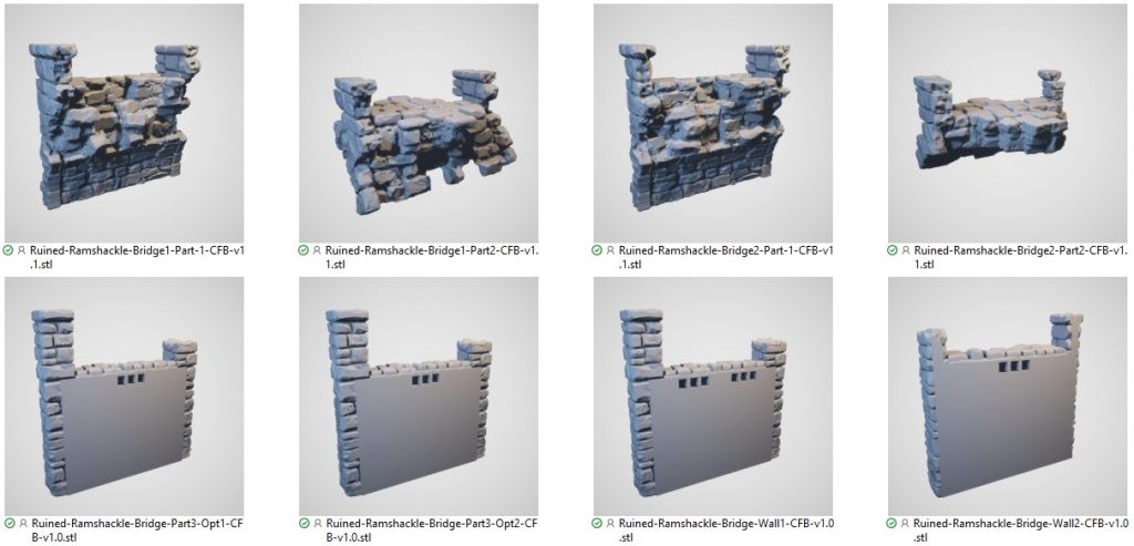 Ruined Ramshackle OpenLOCK Bridge - Printable Scenery