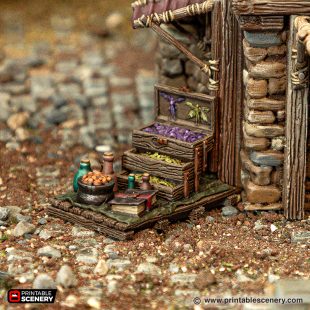 Alley Peddler Stalls - Printable Scenery