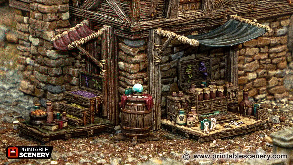 Alley Peddler Stalls - Printable Scenery