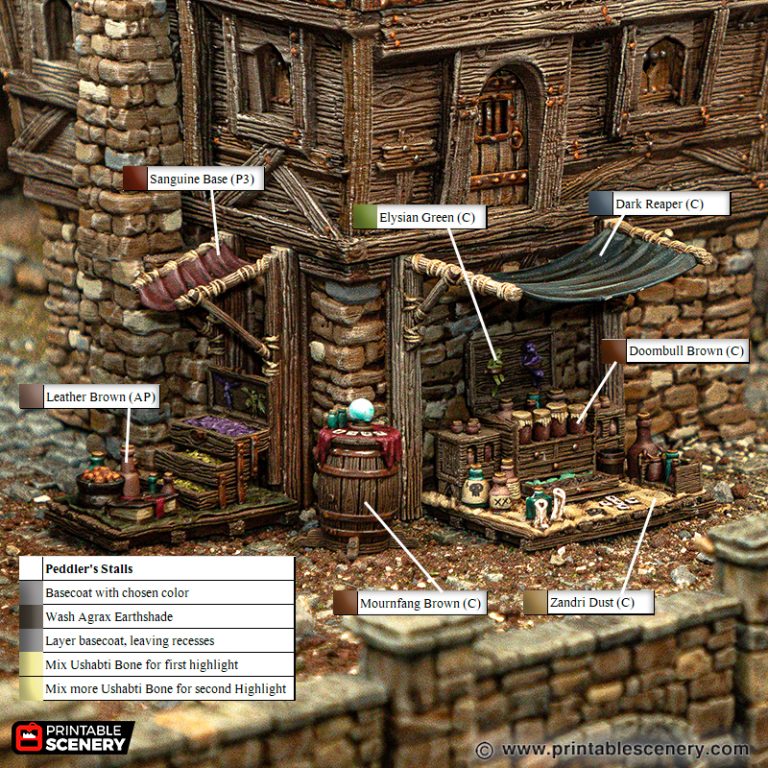 Alley Peddler Stalls - Printable Scenery