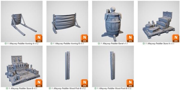 Alley Peddler Stalls - Printable Scenery