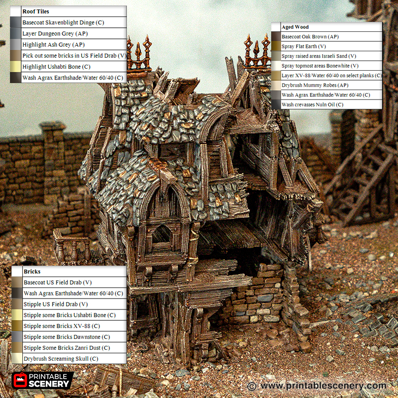 Ruined Merchants Guild - Printable Scenery
