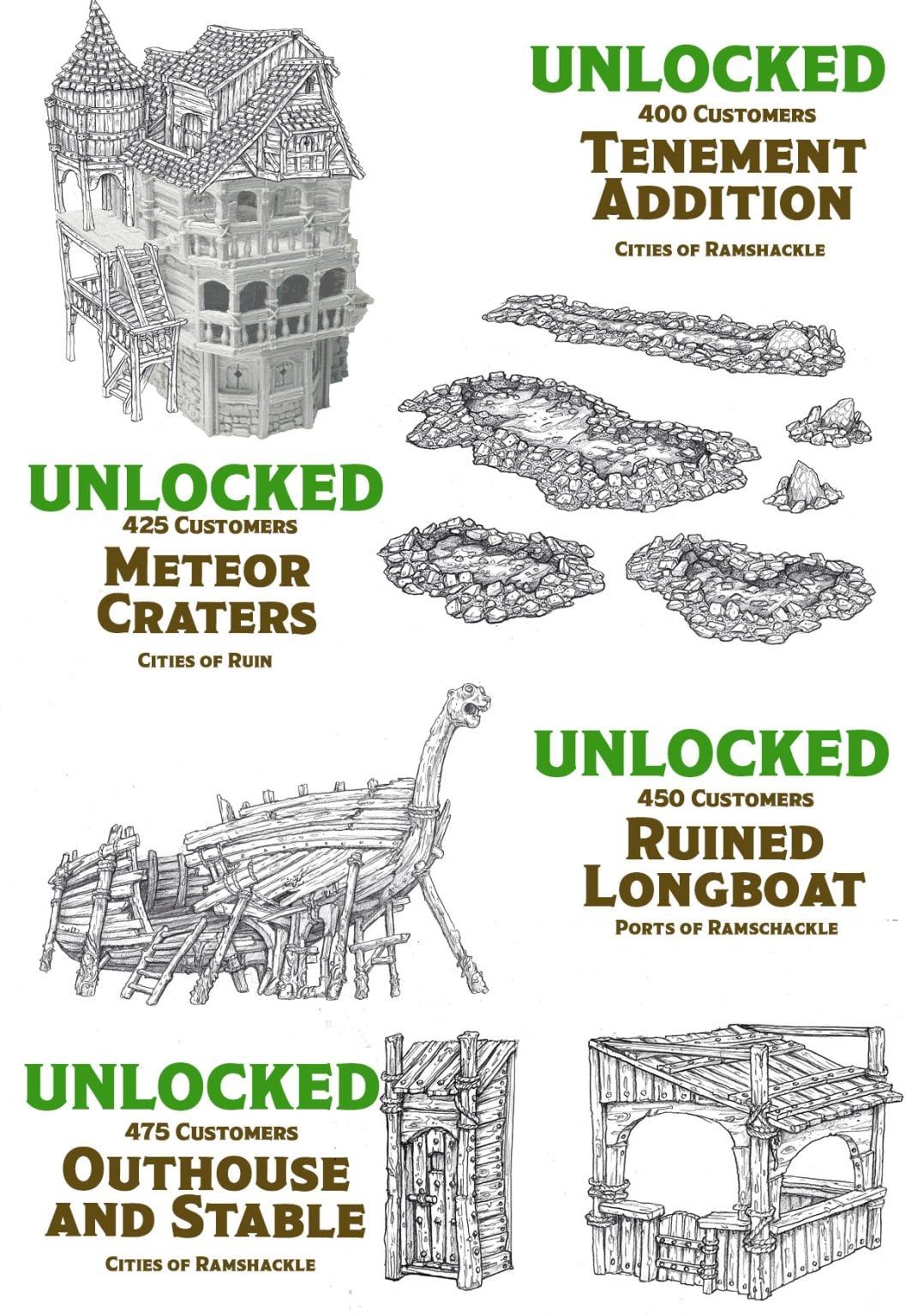 Cities of Ramshackle & Ruin - Printable Scenery
