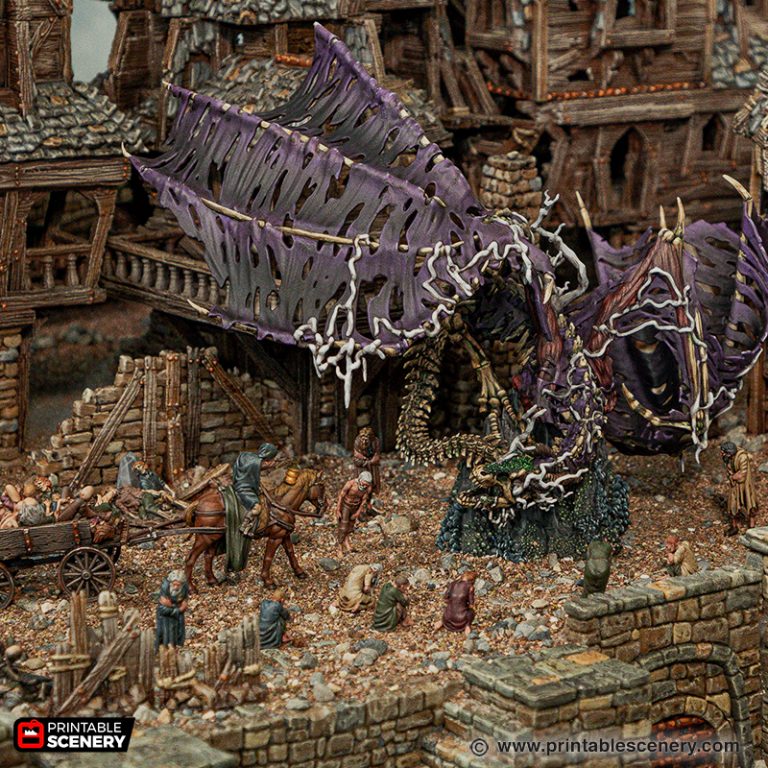 Swamp Dragon Awakes and Prisoners - Printable Scenery