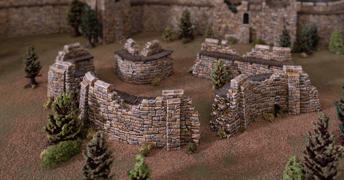 Hex Castle Ruined Low Walls - Printable Scenery