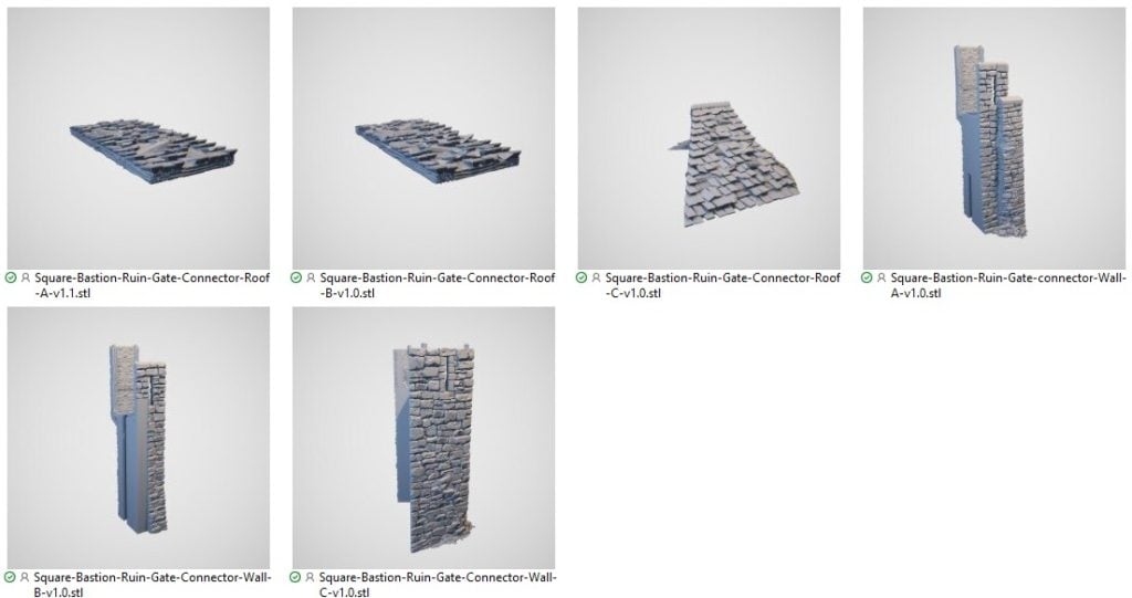 Hex Castle Ruined Gatehouse - Printable Scenery