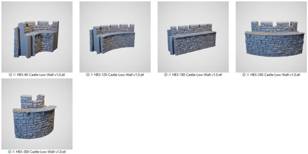 Hex Castle Low Walls - Printable Scenery