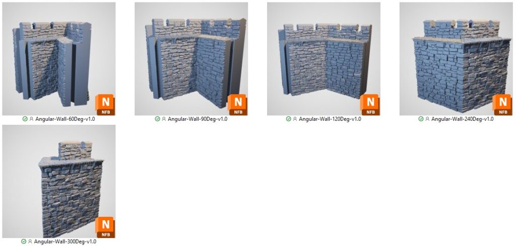 Hex Castle Angular Walls - Printable Scenery