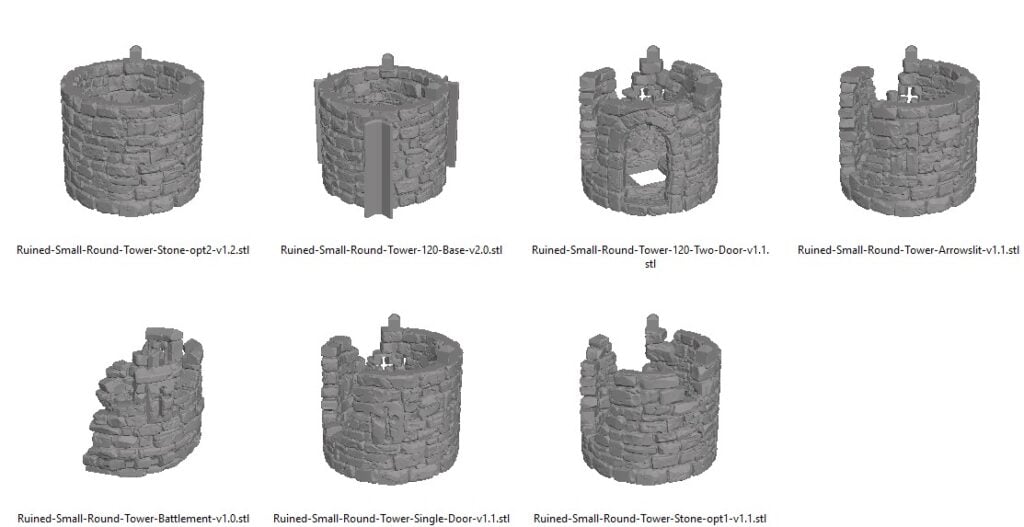 Ruined Small Round Tower - Printable Scenery