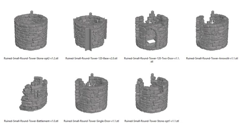 Ruined Small Round Tower - Printable Scenery