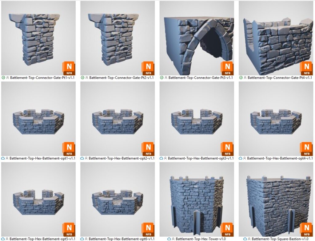 Hex Castle Wall Battlements - Printable Scenery