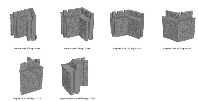 Hex Castle Angular Walls - Printable Scenery