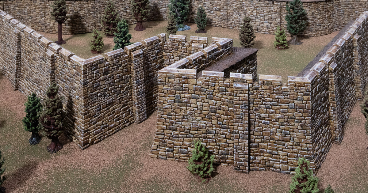 Hex Castle Angular Walls - Printable Scenery