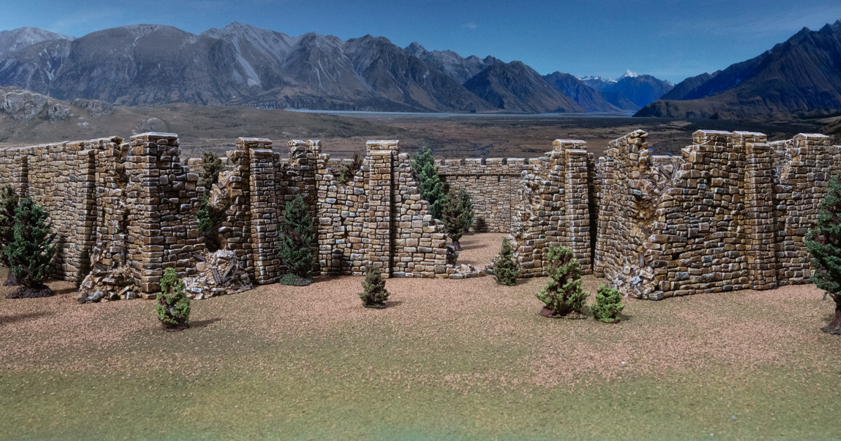Hex Castle Ruined Angular Walls - Printable Scenery