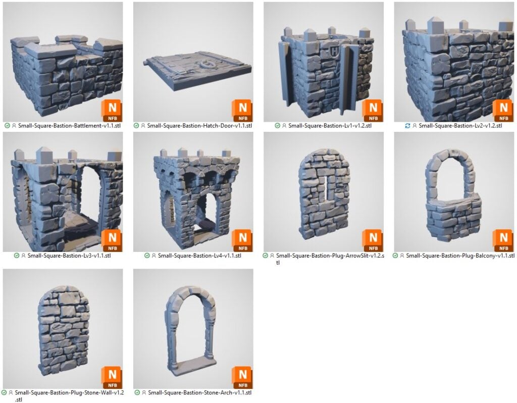 Small Square Bastion - Printable Scenery